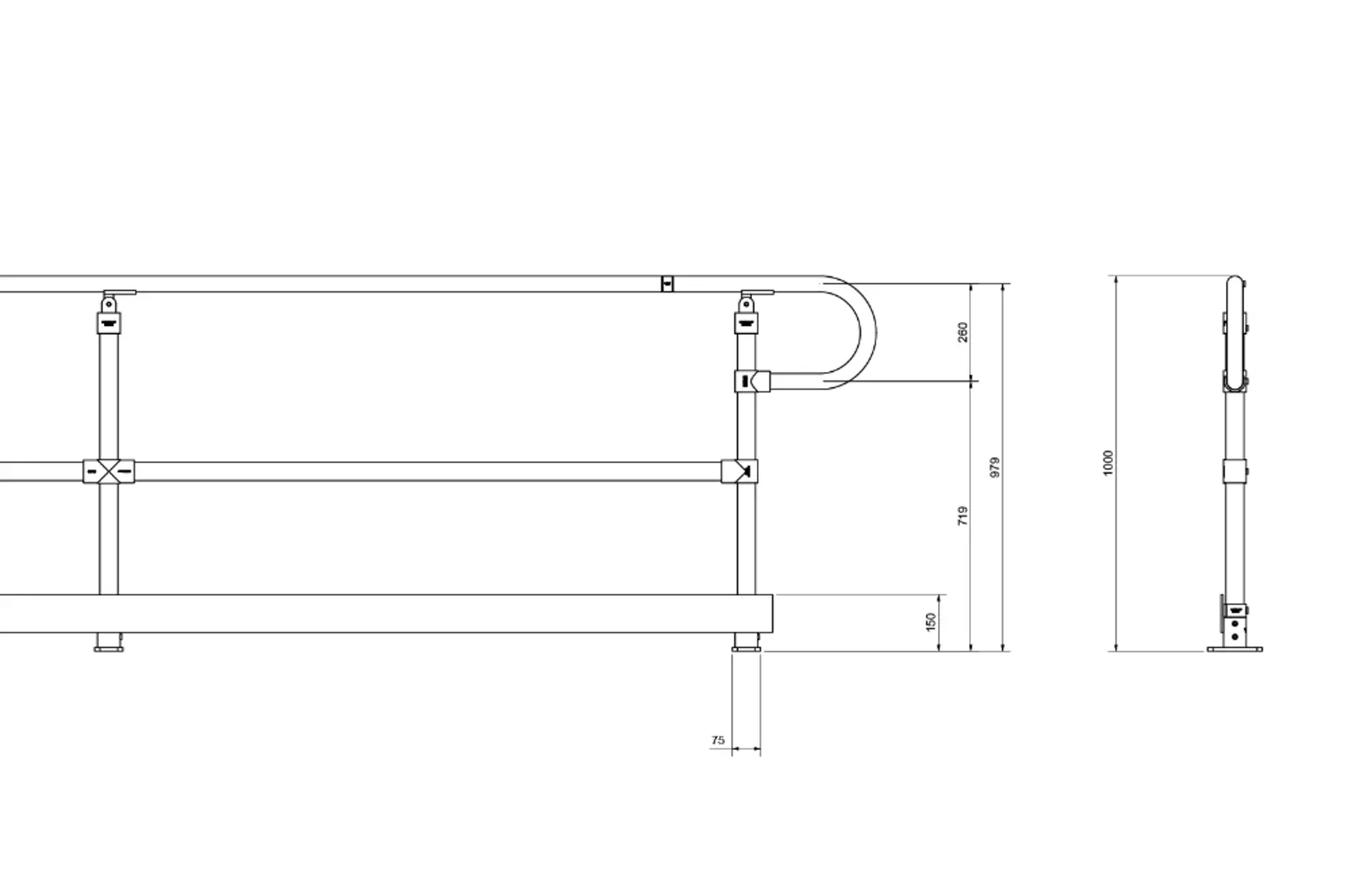 Interclamp® Safety Post 5040 - DDA Assist Inline Double Rail Handrail ...