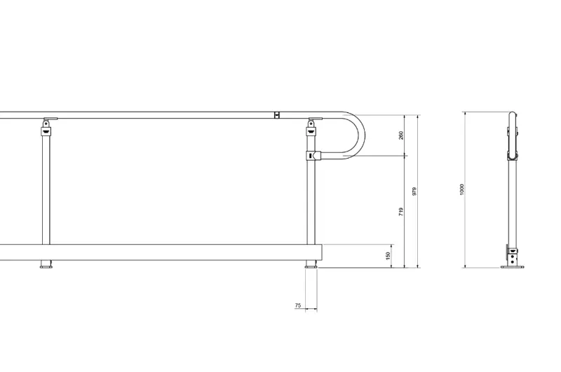 Interclamp® Safety Post 5020 - DDA Assist Inline Single Rail Handrail ...